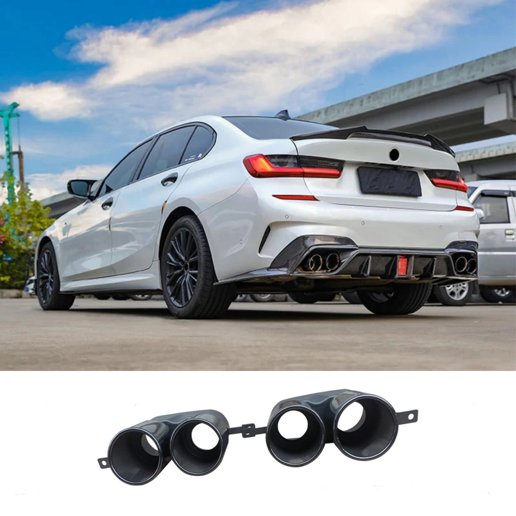 MMO For 2019-2025 BMW 3 series G20 Universal Gloss Black Tailpipe Tips ...